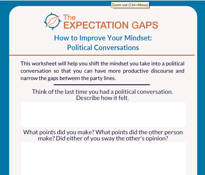 Improved Political Conversations Worksheet - The Expectation Gaps